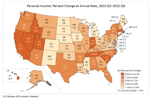 Gross Domestic Product by State and Personal Income by State, 4th Quarter 2022 | U.S. Bureau of ...